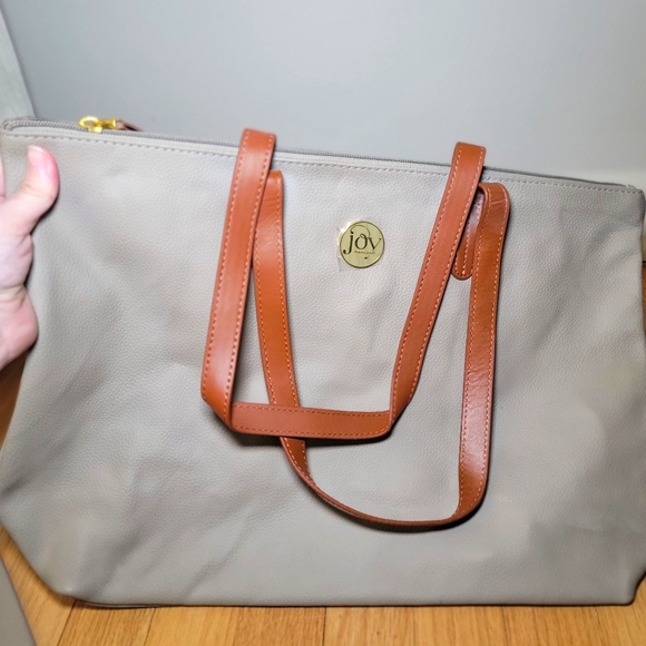 Joy Mangano | Bags | Joy Mangano Taupe Leather Bags | Poshmark